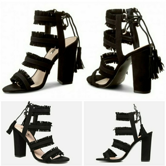 Guess | Shoes | New Guess Econi Fringe Tassle High Heel Sandals Suede ...